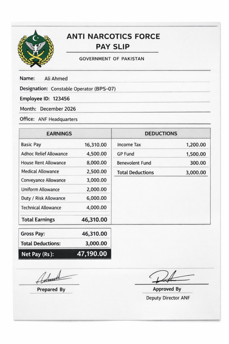 ANF Constable Operator Salary (bps-07) Pakistan – Complete Guide ...
